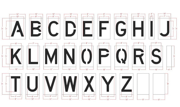 Alphabet Stencil Kit | 29 or 38 Piece | 12" | NAC Supply